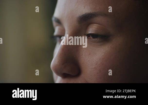 Woman Eyes Extreme Close Up, Side View Female Face in Slow Motion Stock ...