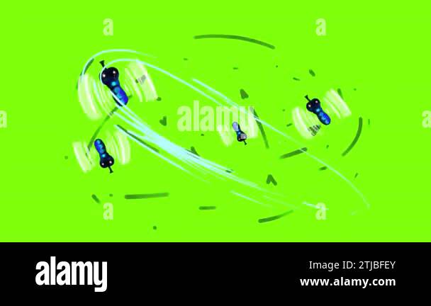 Flying swarm of cartoon flies on a green screen. Looped movement of ...