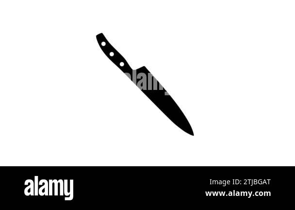 This is the animated silhouette of a kitchen chef knife spinning motion ...