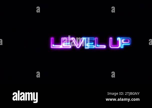 Loop Level Up blue pink neon text effect illustration on Black ...