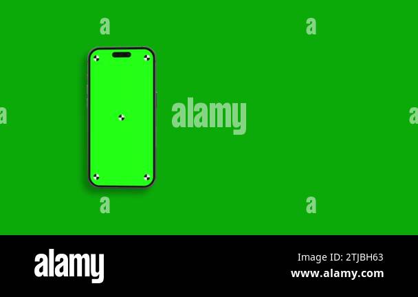 The smartphone's blank green screen with indicators flies in with ...