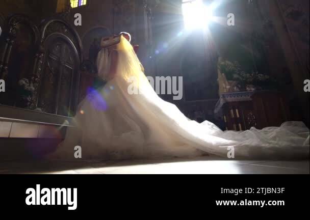 Wedding in the church with the priest, they make a vow before God in ...