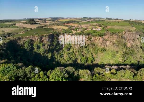 Rural gorge canyon landscape. Scenic countryside scenery. Farm land ...