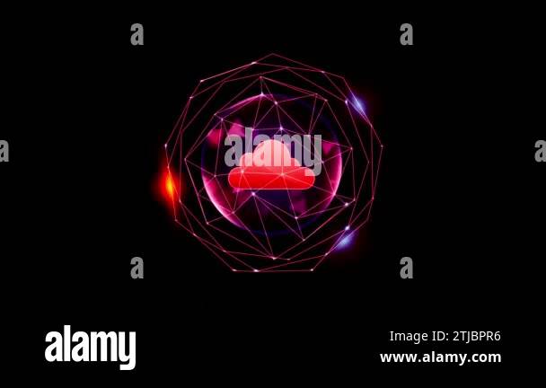 Animation red HUD digital frame with red light cloud and space for ...