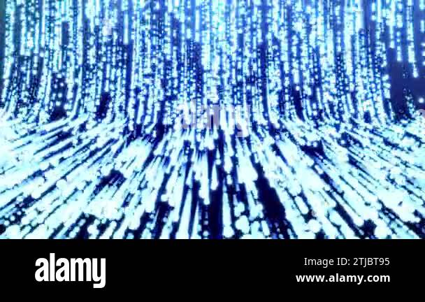 Blue digital data flow. particles streaks with bright neon rays ...