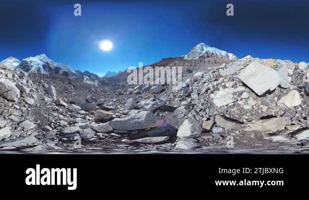 360 vr panoramic view of the Everest Base camp place. Mount Everest ...