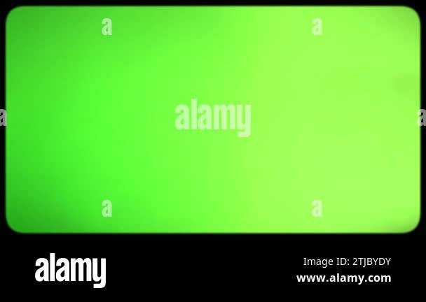 Effect of old kinescope TV with light leaks on green screen. Chromakey ...