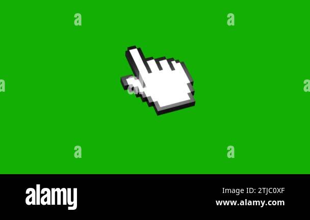 Pixelated 3D model of a white retro computer hand or finger cursor icon ...