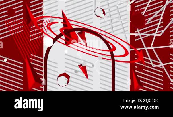 Busy red and white geometric background video template. Simple shape ...