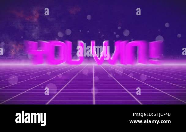 Animation of you win and exclamation symbol and grid pattern against ...