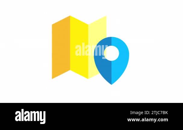 Map and Location Pin, Location and Map animated icon on transparent ...