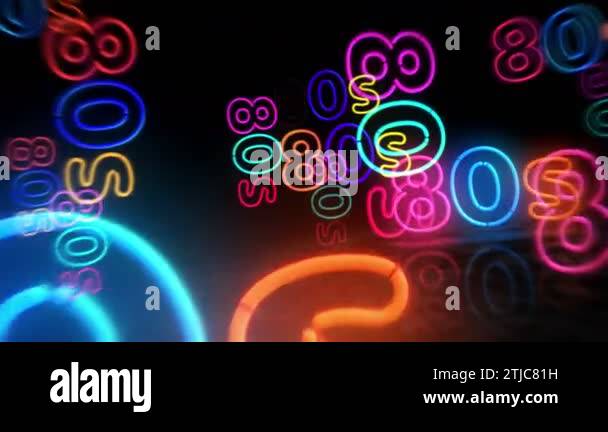 80s neon symbol. Light color bulbs. Retro 1980, eighties nostalgia and ...