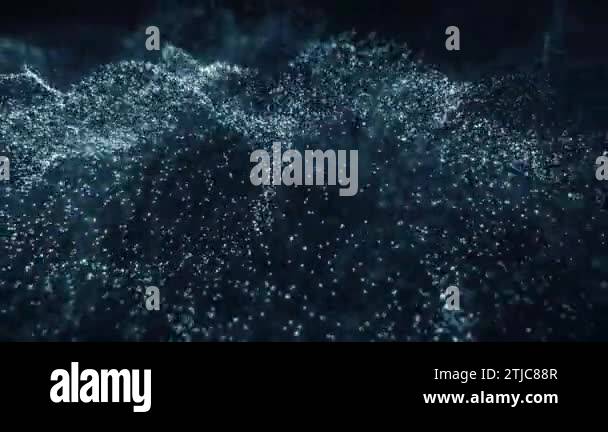 Abstract Blue Background With Moving And Flicker Wave Particles Backdrop Of Bokeh Grains Light