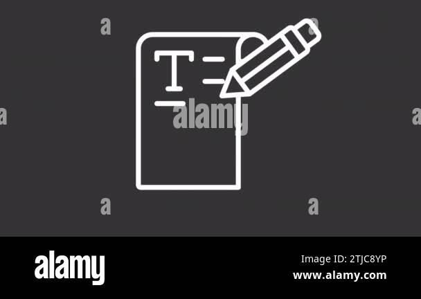 Animated copywriting white line icon. Writing promotional texts ...