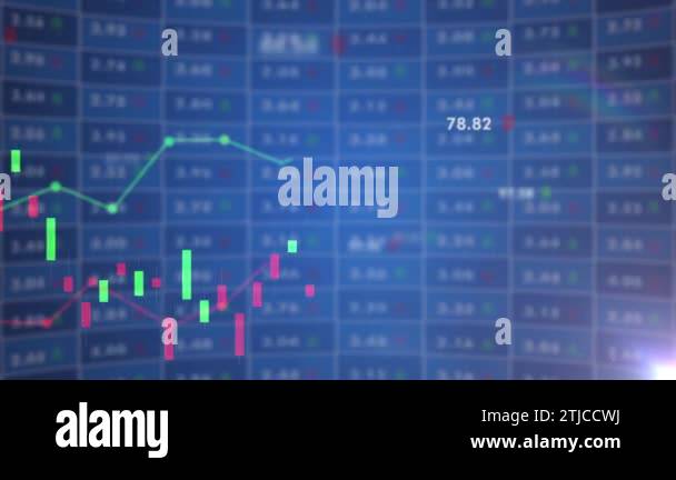 D Futuristic finance stock exchange market chart computer screen bull market candlestick chart ...