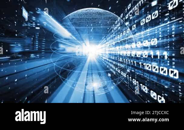 Futuristic global network and tacit digital data transfer 3D graphic ...