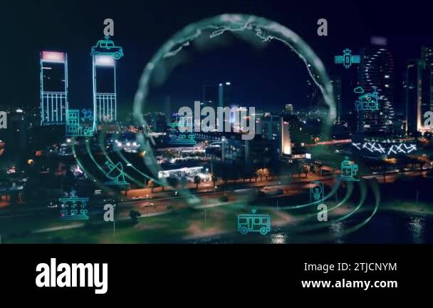 Smart city IOT internet of thing ICT digital technology futuristic ...