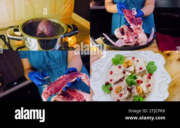 Four videos with the preparation of Satsivi with duck and walnuts ...