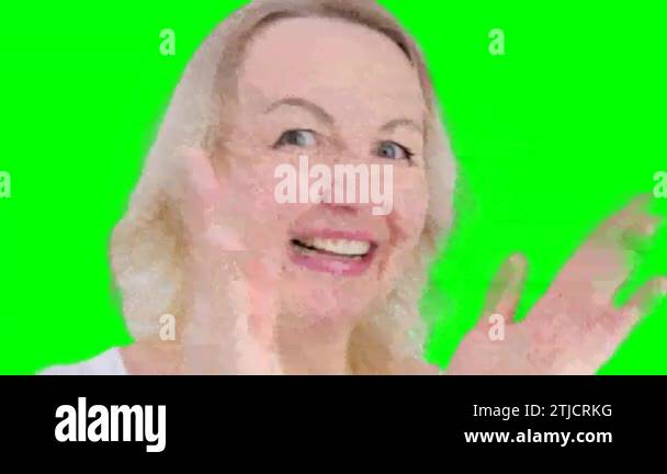 Female Hands Clapping their Hands on Empty Isolated Green Chroma Key ...