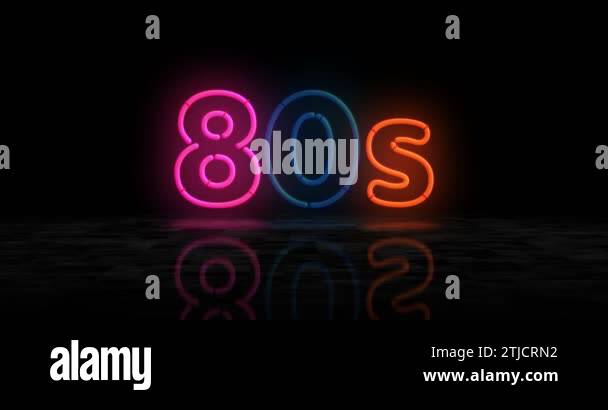 80s neon glowing symbol. Light color bulbs. Retro 1980, eighties ...