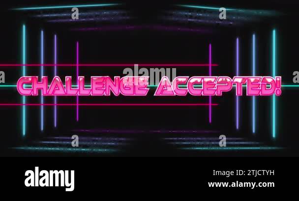 Animation of challenge accepted and exclamation over lines against ...