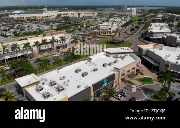 4K Drone Video of Traffic Roundabout at University Town Center Mall in ...