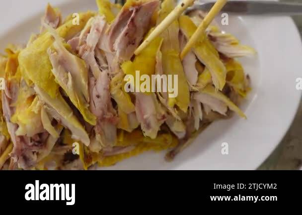 Chinese style shredded pulled chicken dried marinated meat with soy ...
