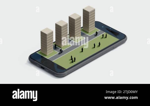 mobile animation city, background illustration game ui cartoon app ...