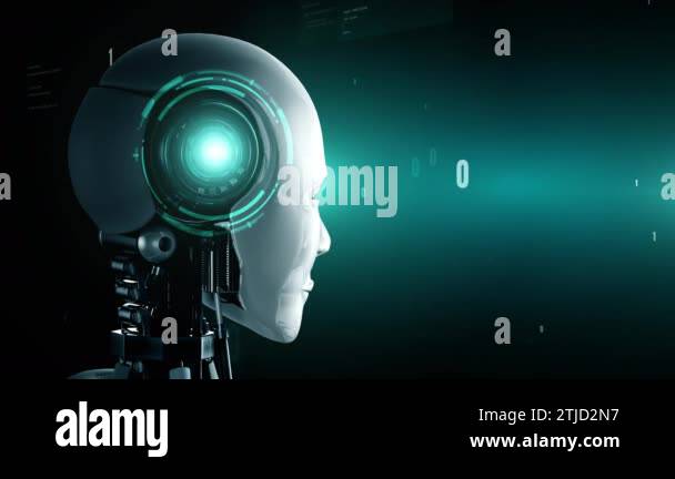 Futuristic robot artificial intelligence huminoid AI programming coding technology development ...