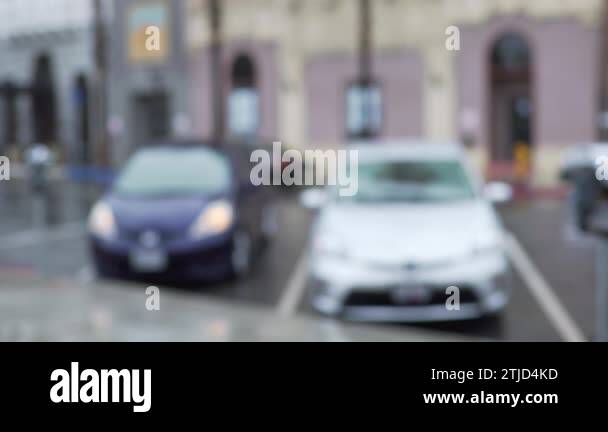 Background Plate of Rainy city parking lot with car pulling out for ...