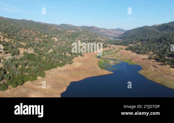 The mouth of a river flowing into a lake in California in the USA. The ...