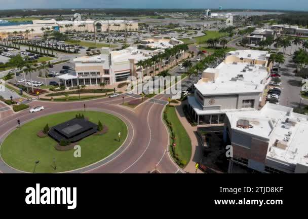 4K Drone Video of Traffic Roundabout at University Town Center Mall in ...