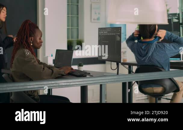 Database Programer Writing Source Code And Script On Terminal Window Working With Computer