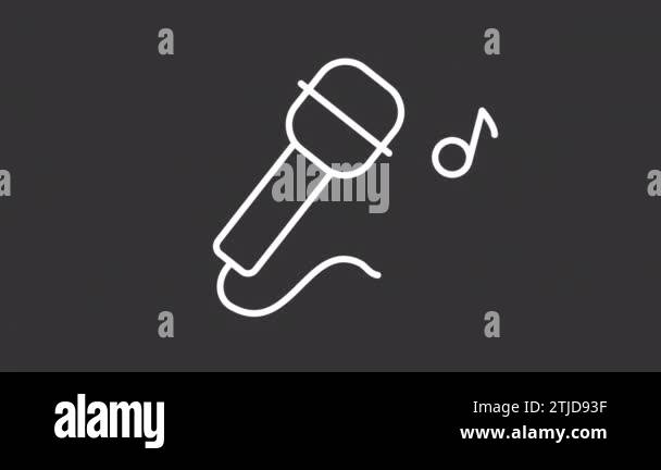 Animated microphone white line icon. Singing sound animation. Musical ...