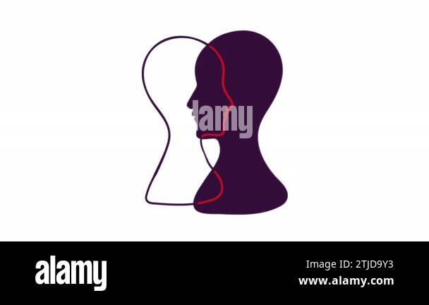 BPD Simple concept.Animated Minimalistic Icon of human head with ...