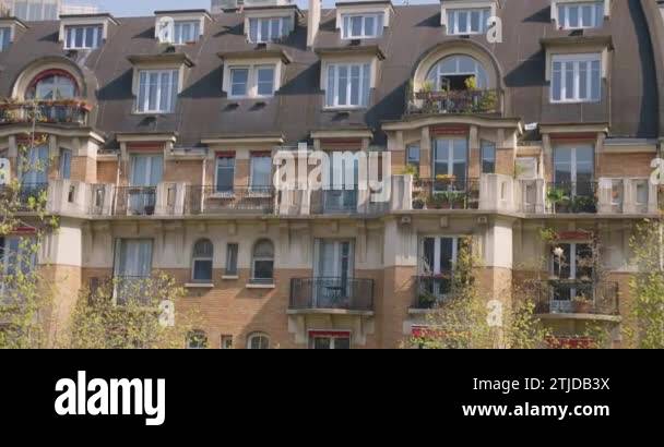 PARIS BUILDING with beautiful architectural design. Front view of ...