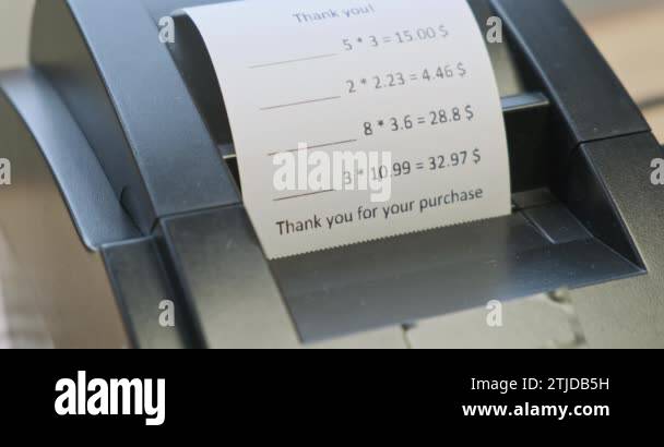 Supermarket paper receipt from cash register close up. Price and value ...