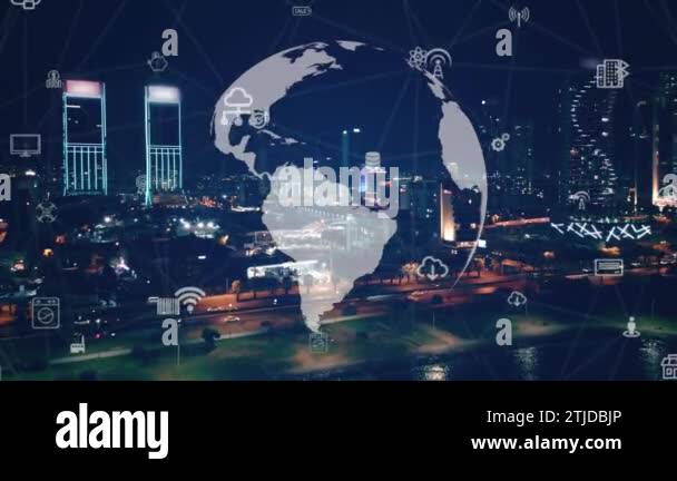 Smart city IOT internet of thing ICT digital technology futuristic ...