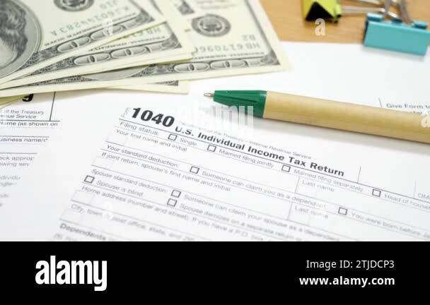 closeup tax form paper used by U.S. taxpayers. annual income tax ...