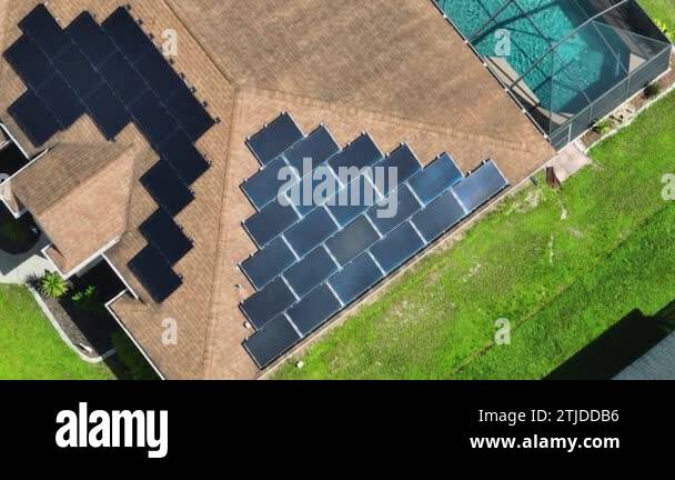 Standard american residential house with rooftop covered with solar ...
