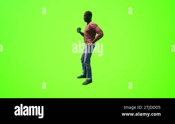 Single black man employee drinking and relaxing at cafe, realistic 3D ...