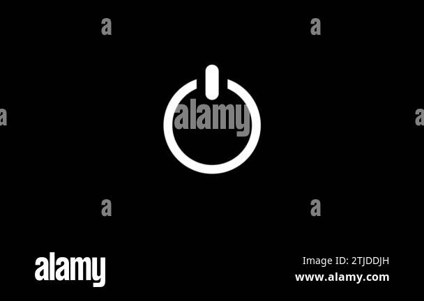 White picture of power button on a black background. turn on the gadget ...