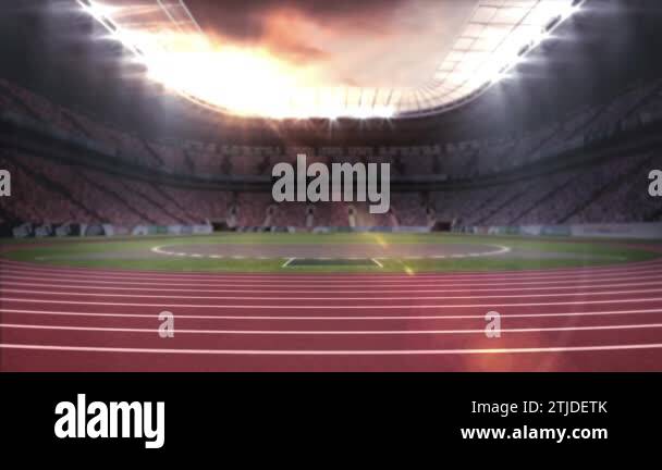 Digitally generated video of athletics stadium with spectator 4k Stock ...