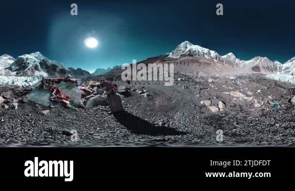 360 vr panoramic view of the Everest Base camp place. Mount Everest ...