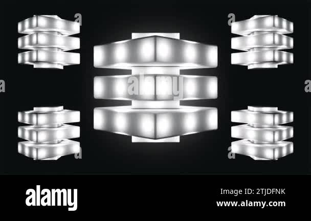 Broadcast Floating Spinning Blinking Hi Tech Illuminated Compressed Cubes Grayscale Technology 7055