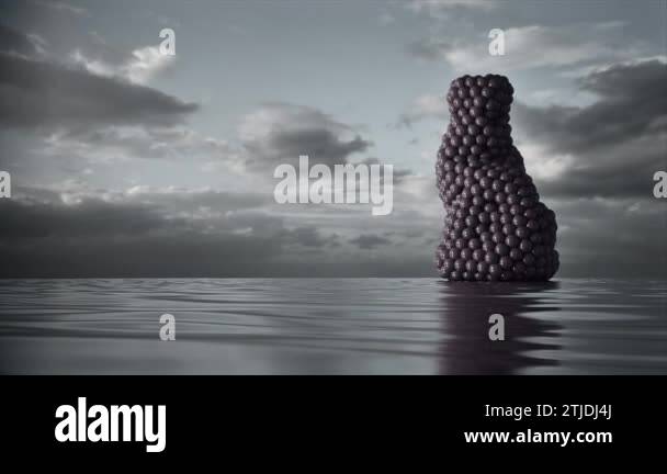 Absurdist abstract animation featuring pink goop falling from the sky ...