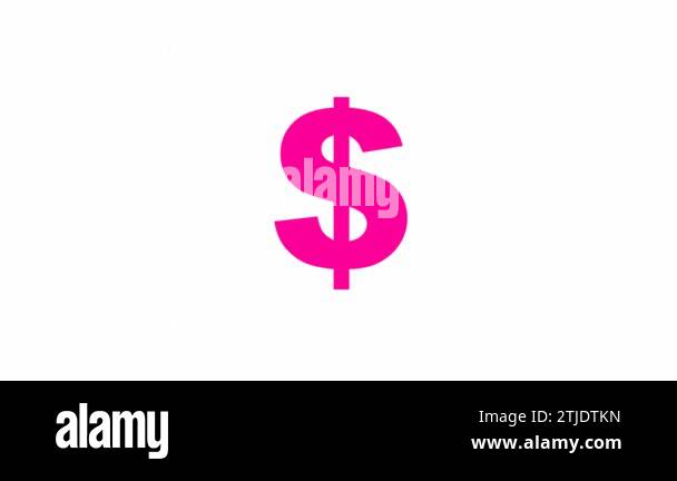 Animated pink icon of dollar. Radiance from rays around symbol. Concept ...