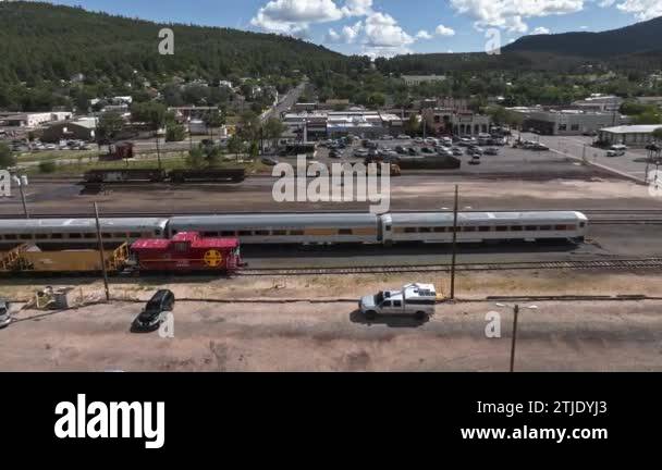 Aerial scenic video of the Historic Route 66 city - Williams and Grand ...