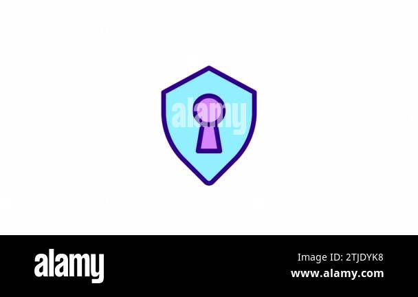 Animated keyhole shield color icon. Secured access. Protecting sensitive data. Privacy. Seamless ...