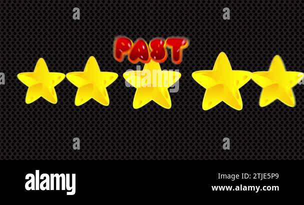 Five Stars with Past Due Text. Animated Rating with words. Cartoon ...